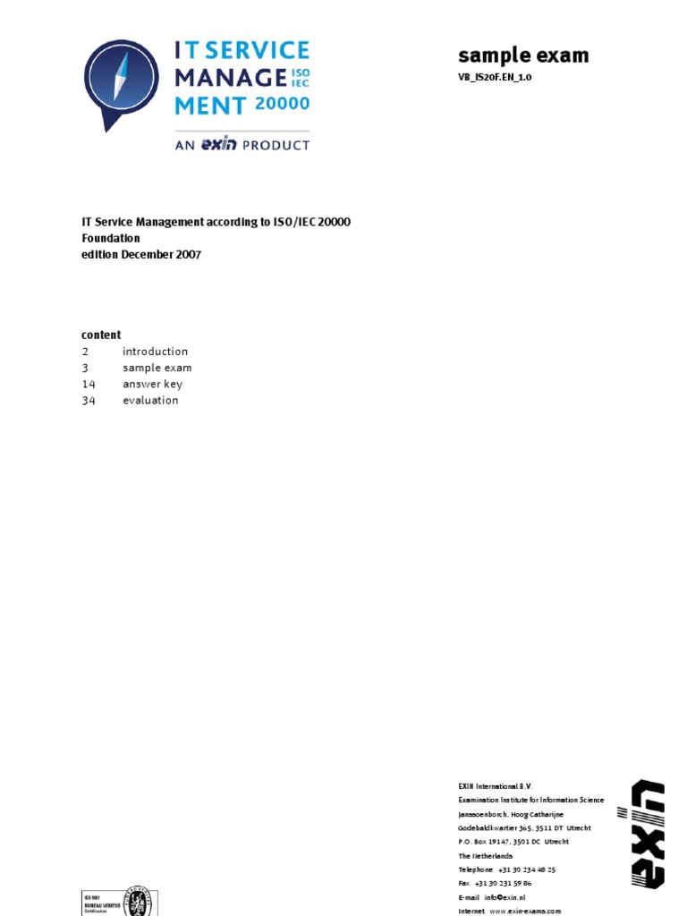 Sample Exam It Service Management English | PDF | Audit | Supply Chain