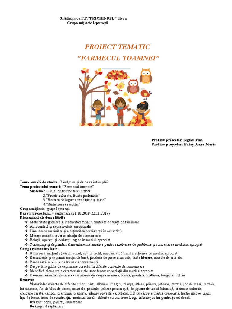 Proiect Tematic Toamna GR - Mijlocie | PDF