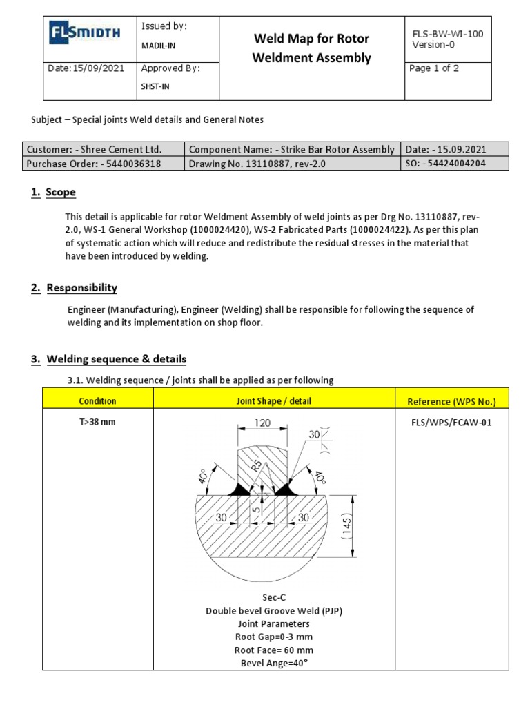 Weld Map For Rotor Weldment Assembly | PDF | Metal Fabrication | Welding