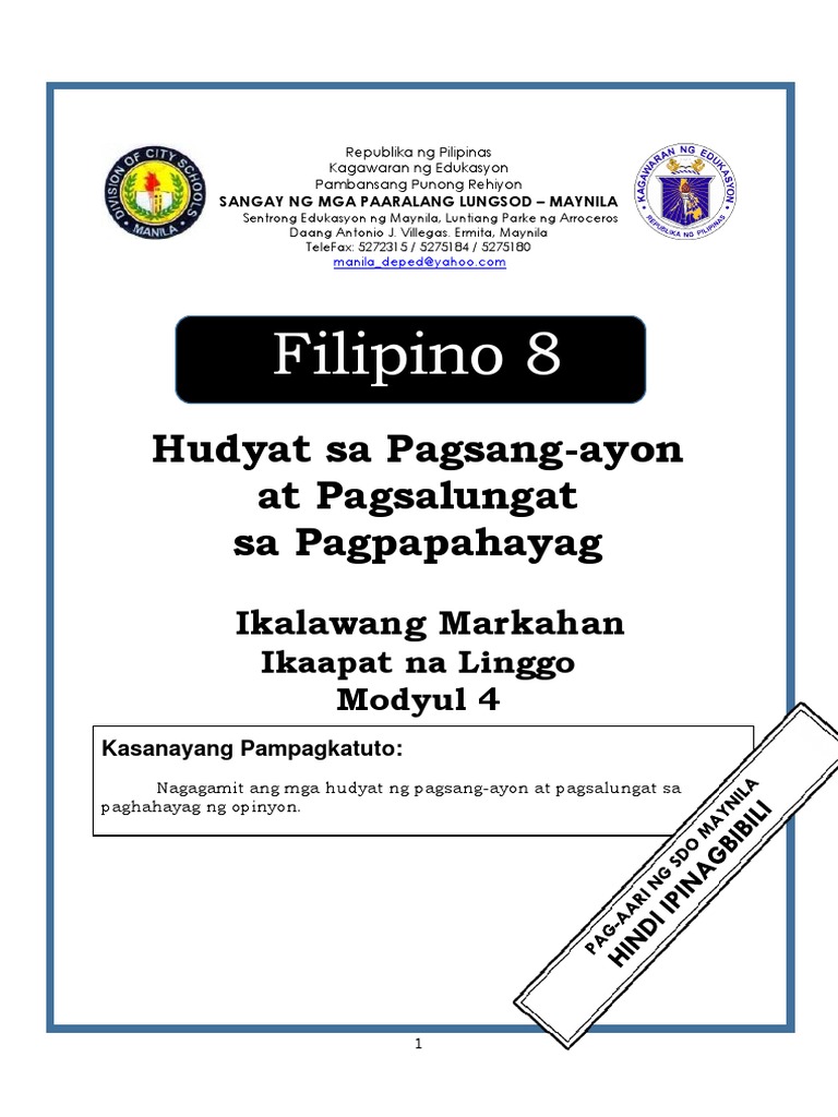 FILIPINO-8 Q2 Mod4 | PDF