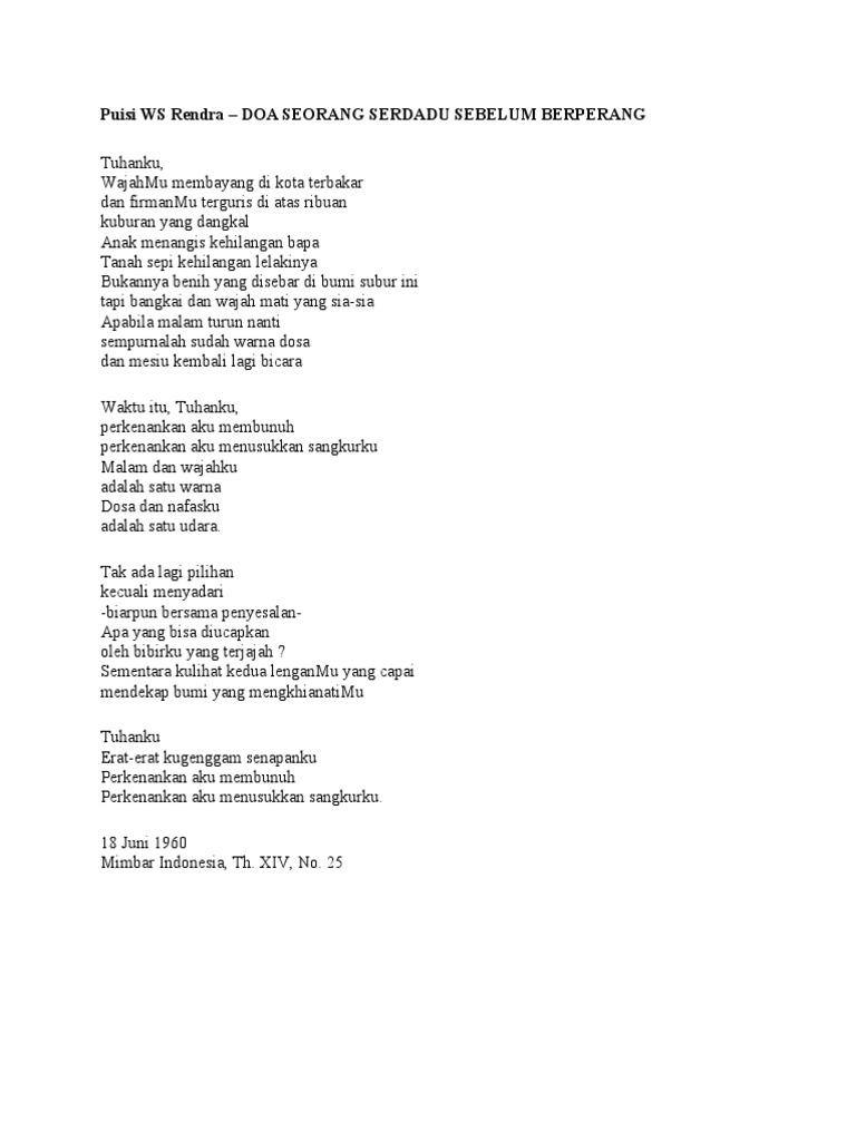 Puisi Perjuangan W.S. Rendra | PDF