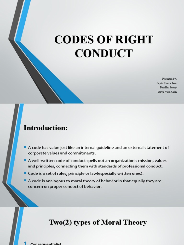 Codes of Right Conduct | PDF | Value (Ethics) | Applied Ethics