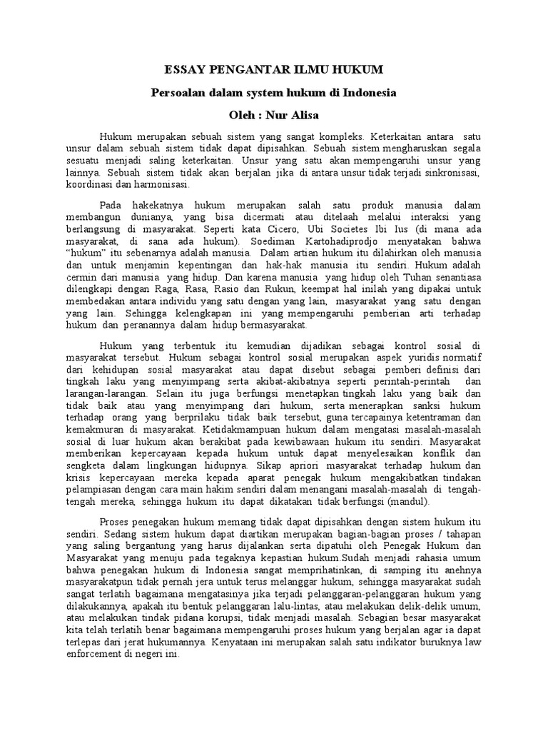 Esai Pengantar Ilmu Hukum Indonesia | PDF | Politik | Ilmu Sosial