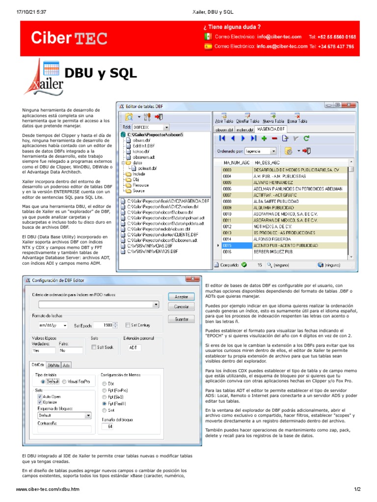 Xailer, DBU y SQL | PDF | SQL | Archivo de computadora
