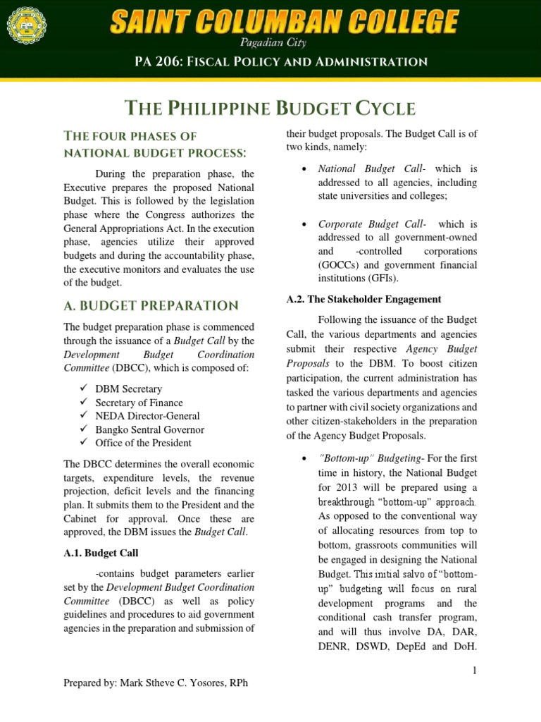The Philippine Budget Cycle | PDF | Budget | Bill (Law)