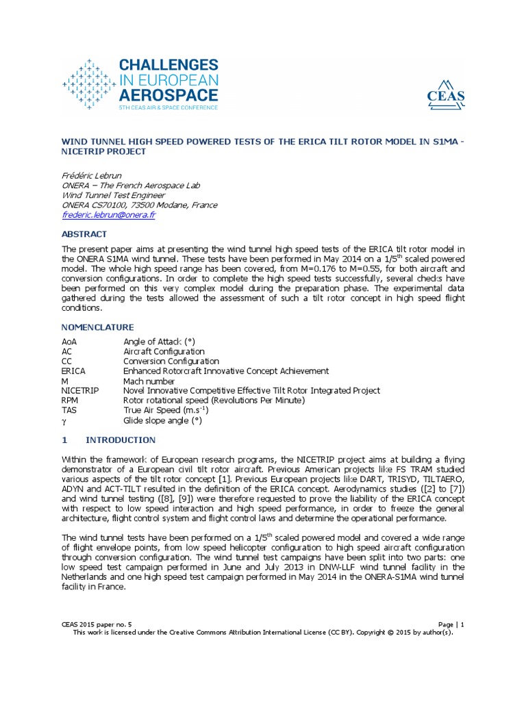 Wind Tunnel High Speed Powered Tests of The Erica Tilt Rotor Model in ...