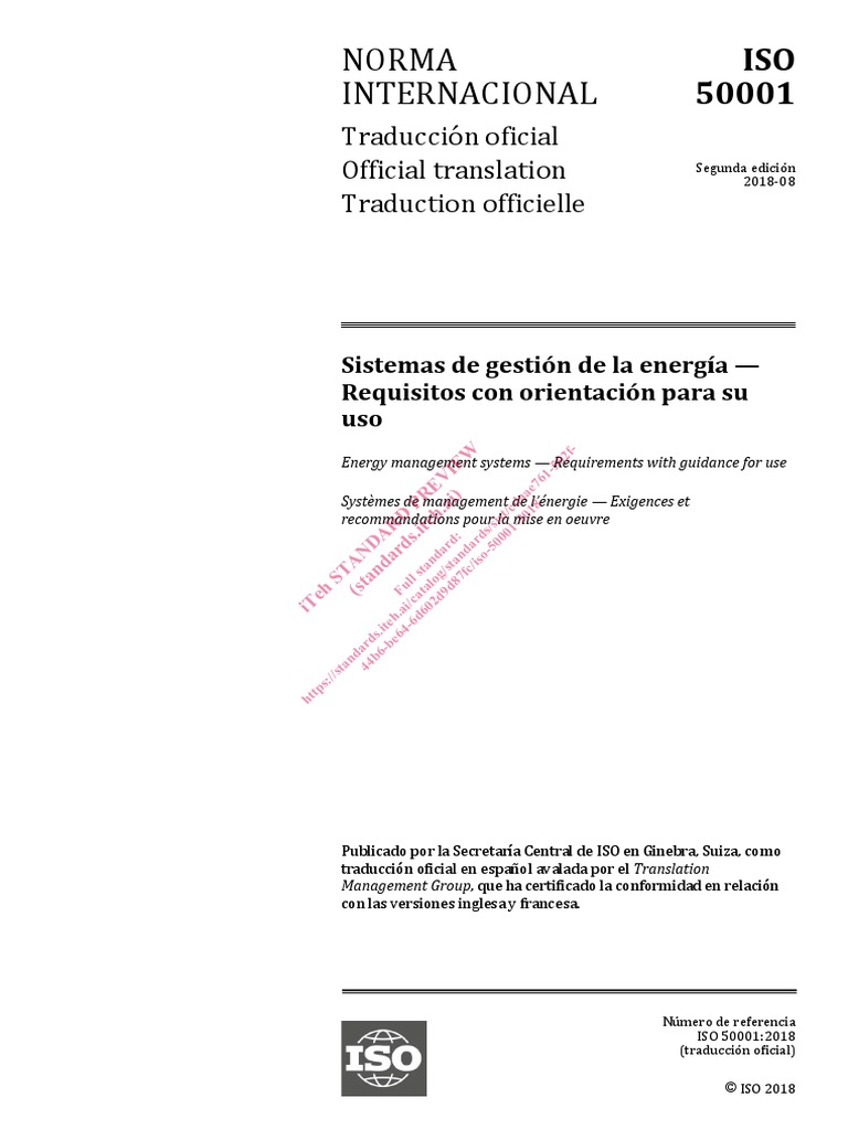 Iso 50001 2018 | PDF | Organización internacional para la estandarización | Uso eficiente de energía