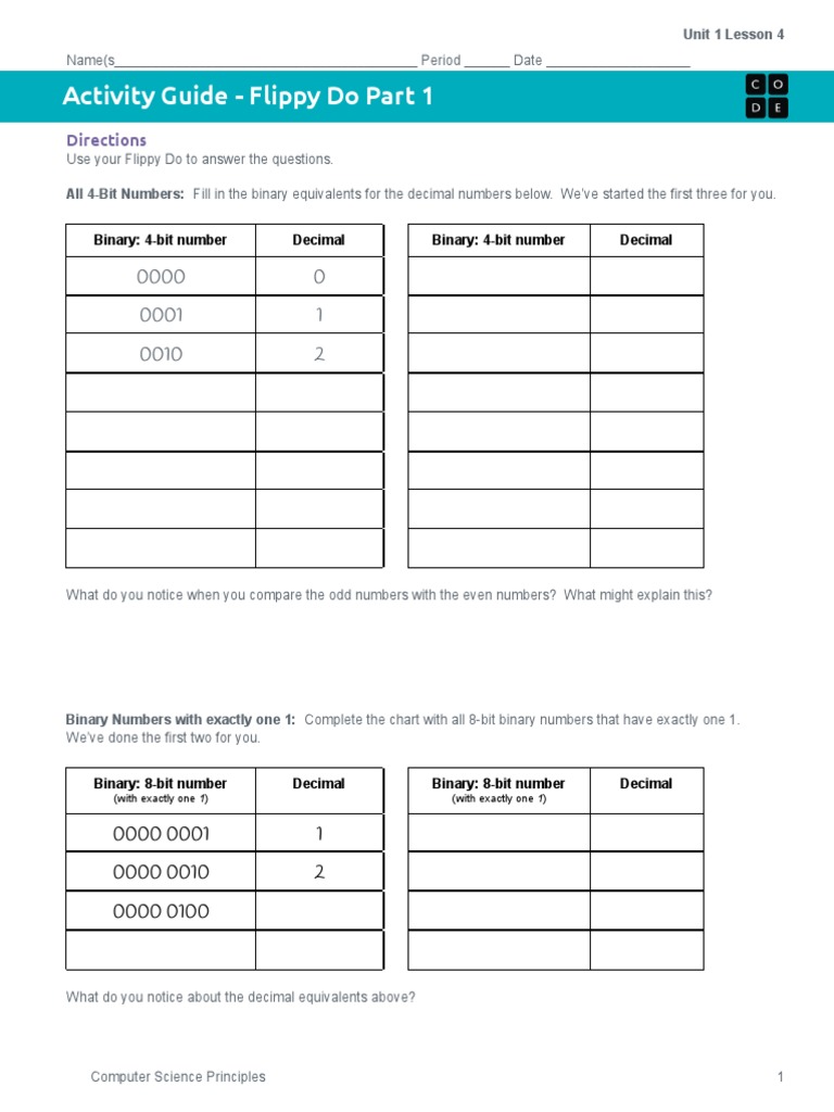 Flippy Do Activity Guide Part 1 | PDF | Decimal | Numbers