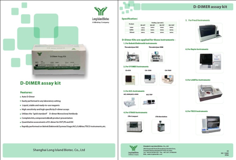 Mindray Coagulation Reagent DD Brochure | PDF | Medical Tests ...