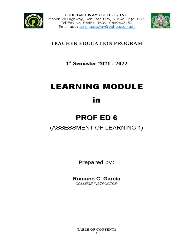 Assessment in Learning 1 LoriMar | PDF | Correlation And Dependence ...
