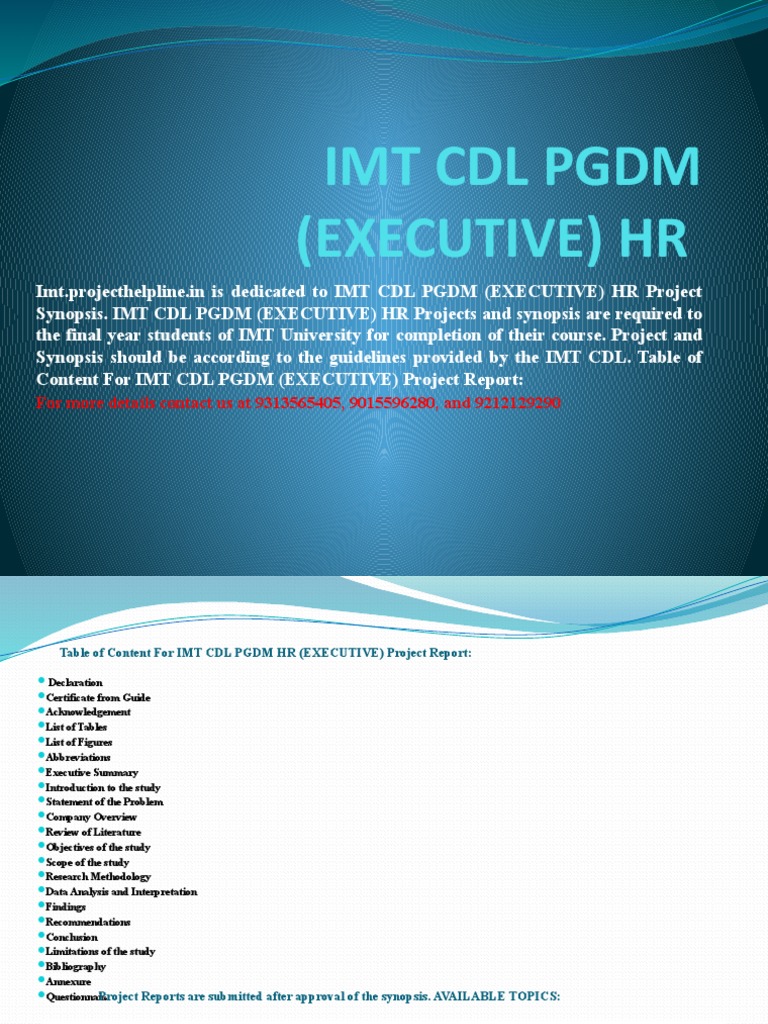 Imt CDL PGDM (Executive) HR | PDF