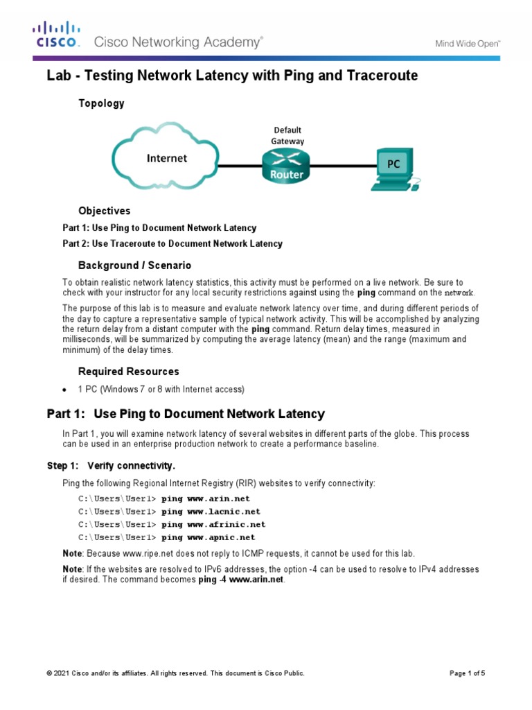 11323 Lab Testing Network Latency With Ping And Traceroute Pdf Internet Protocols