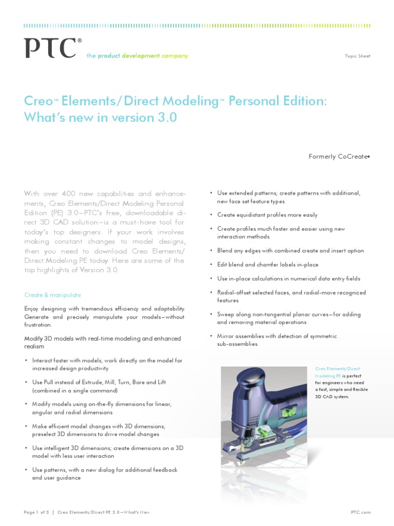 Creo Elements/Direct Modeling Personal Edition: What's New in Version 3 ...