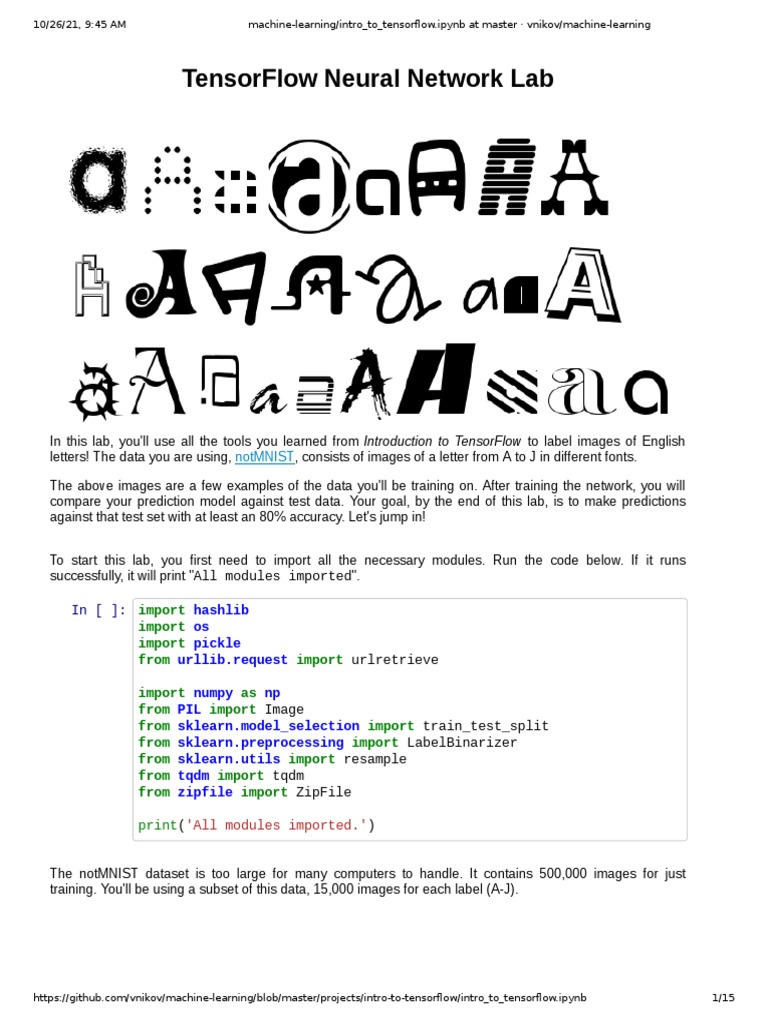 Tensorflow Neural Network Lab: Notmnist | PDF | Machine Learning | Cybernetics