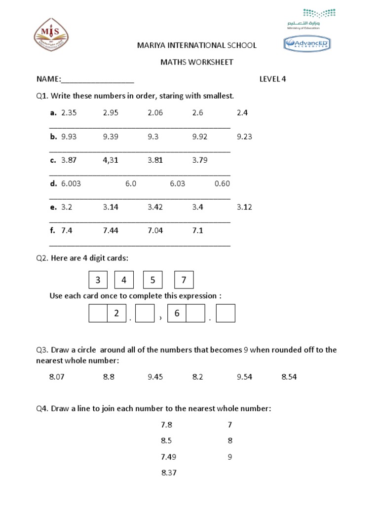 Level 4 Revision Worksheet Mathematics | PDF | Significant Figures ...