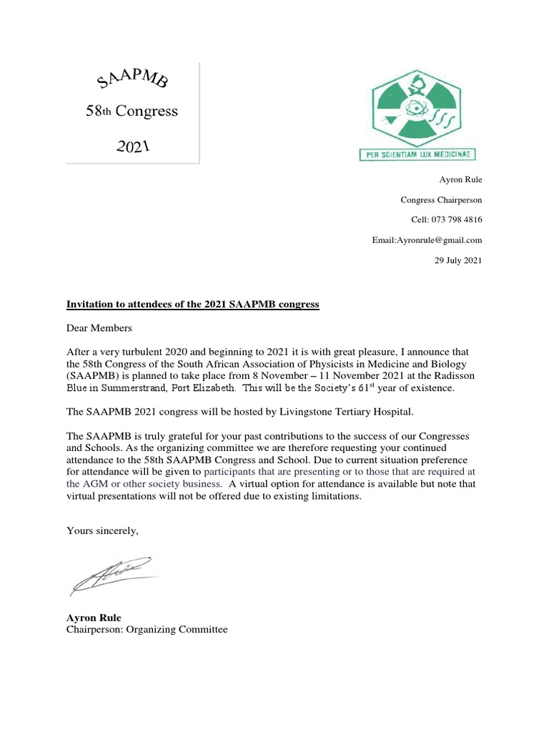 Saapmb 2021 Invitation and Information | PDF