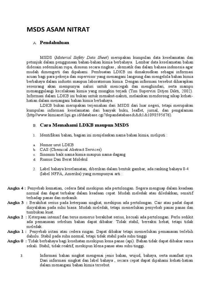 Msds Asam Nitrat | PDF