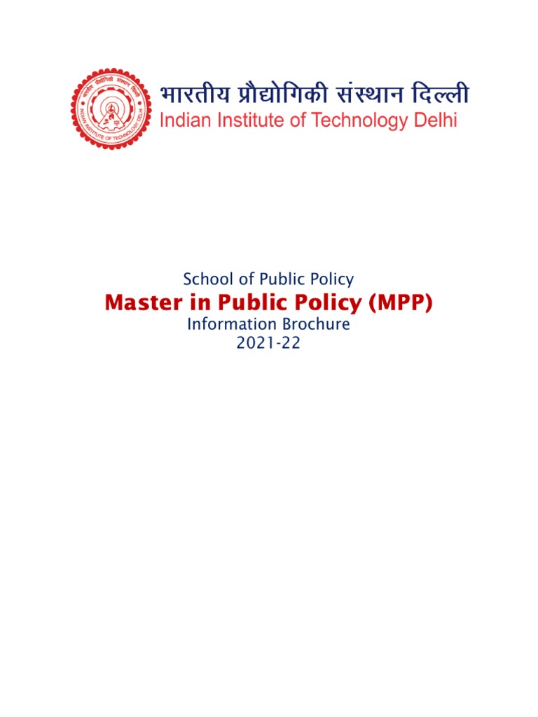 SPP - MPP Brochure 2021-22 - Revised IIT Delhi | PDF | Bachelor's ...