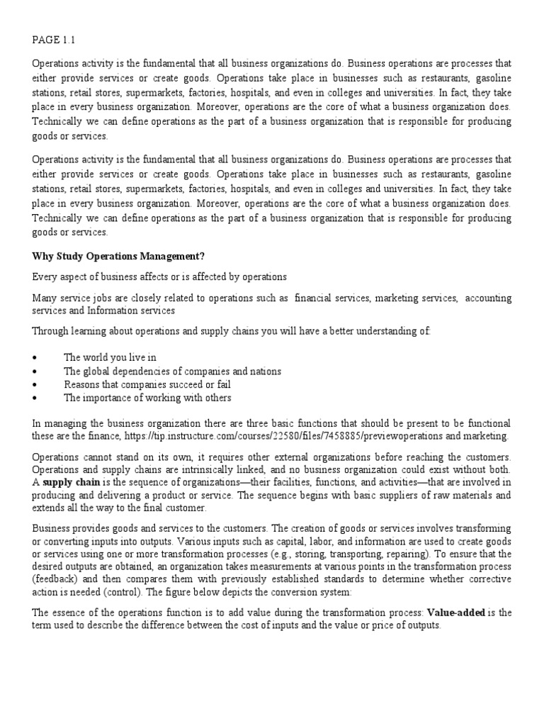 Why Study Operations Management? | PDF | Operations Management | Supply ...