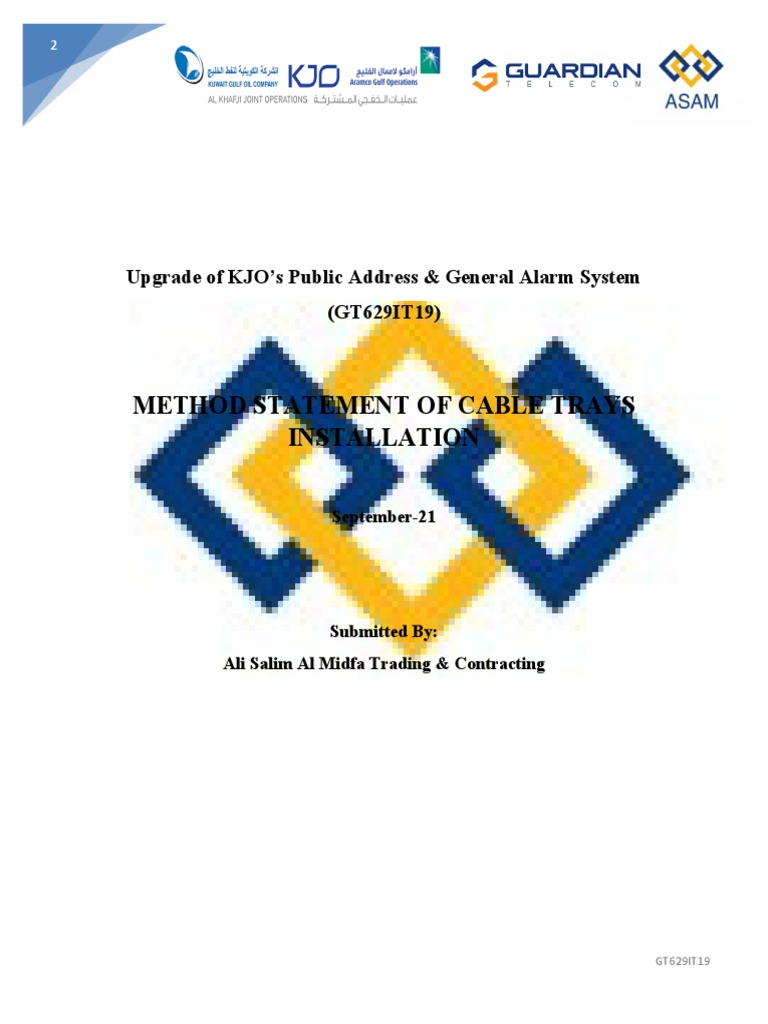Cable Tray Installation Method Statement | PDF | Occupational Safety ...