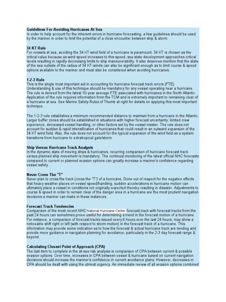 Hurricane Avoidance Guidelines for Mariners | PDF | Tropical Cyclones ...