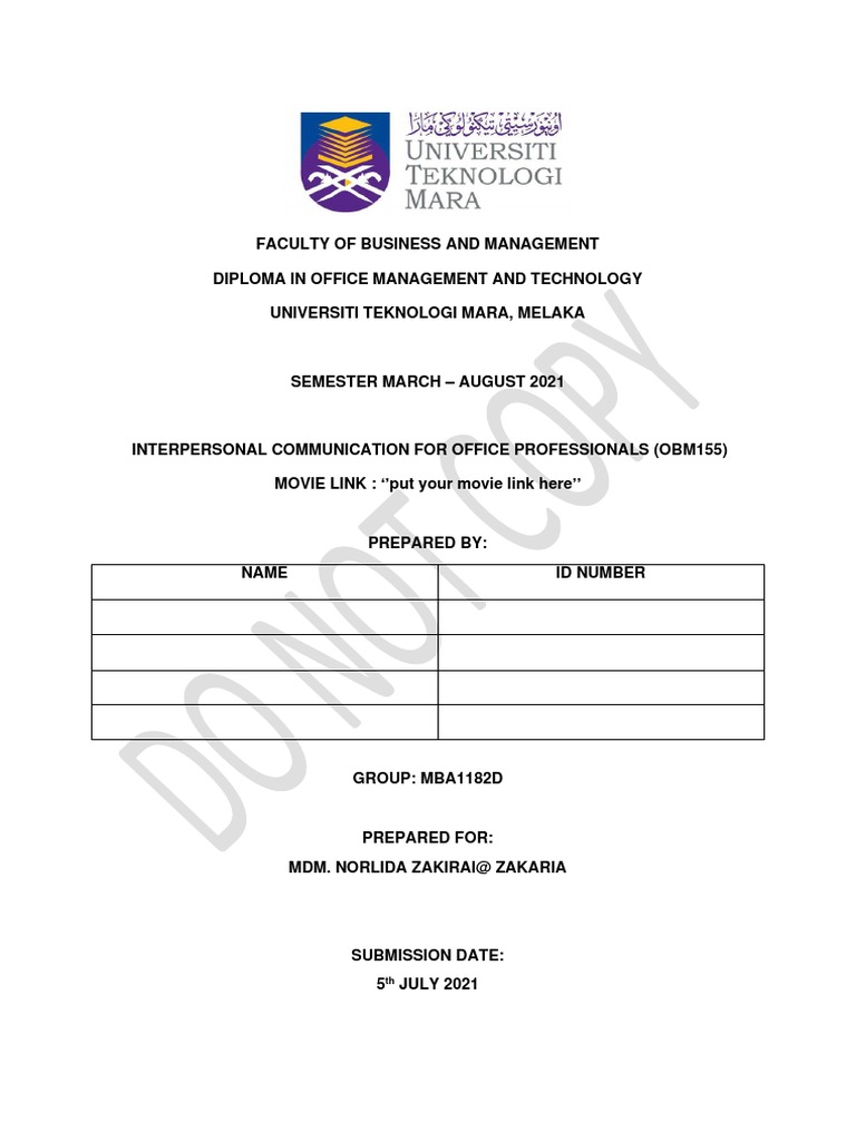 Complete Sample of Movie Assignment Format | PDF | Communication ...