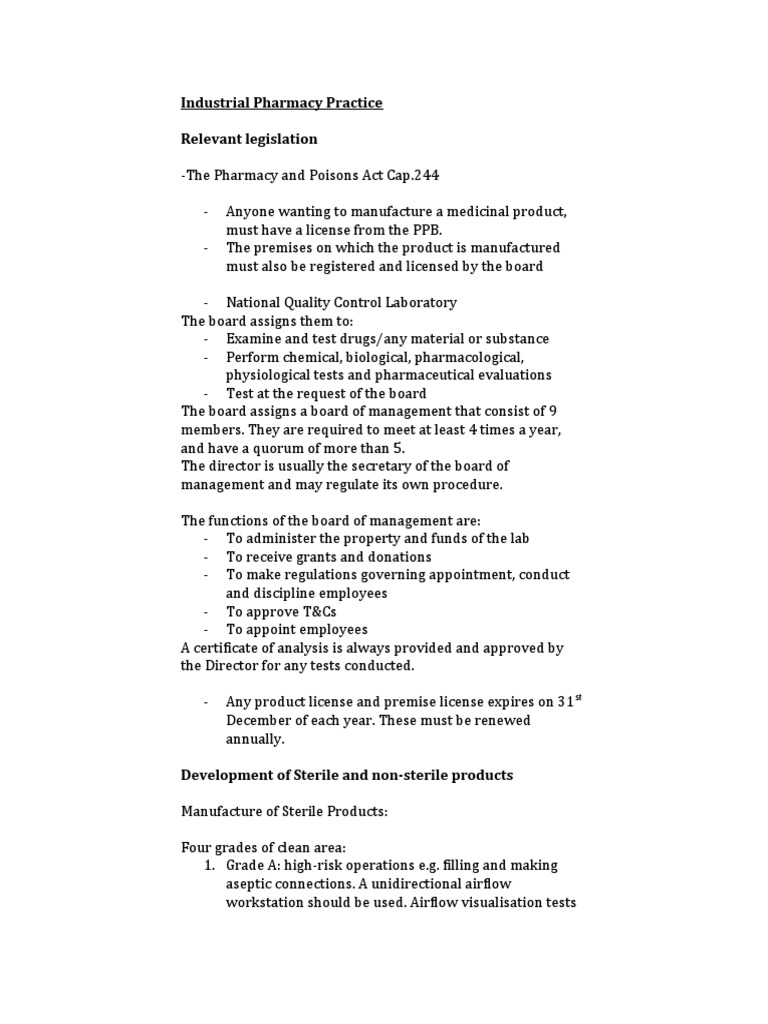 Industrial Pharmacy Practice Notes-1 | PDF | Pharmacy | Clinical Trial