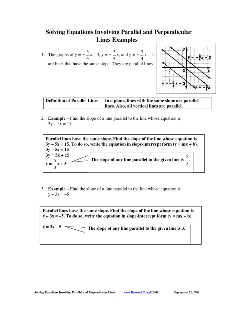 Parallel and Perpendicular Lines | PDF | Slope | Equations