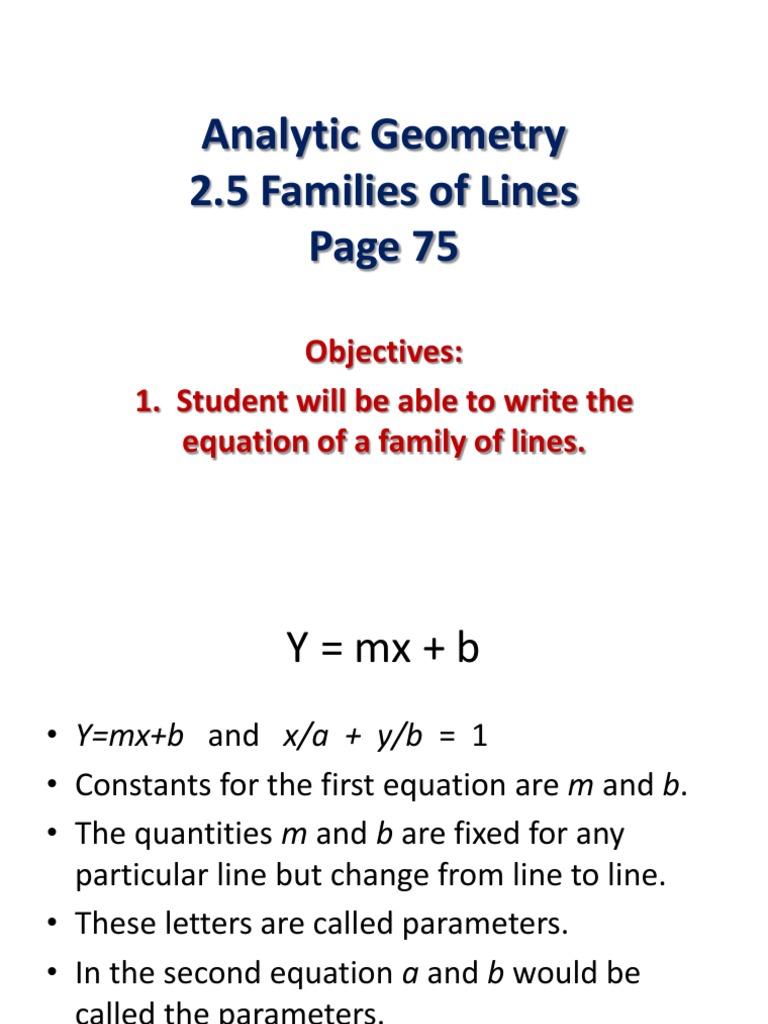 Families of Lines | PDF | Line (Geometry) | Equations