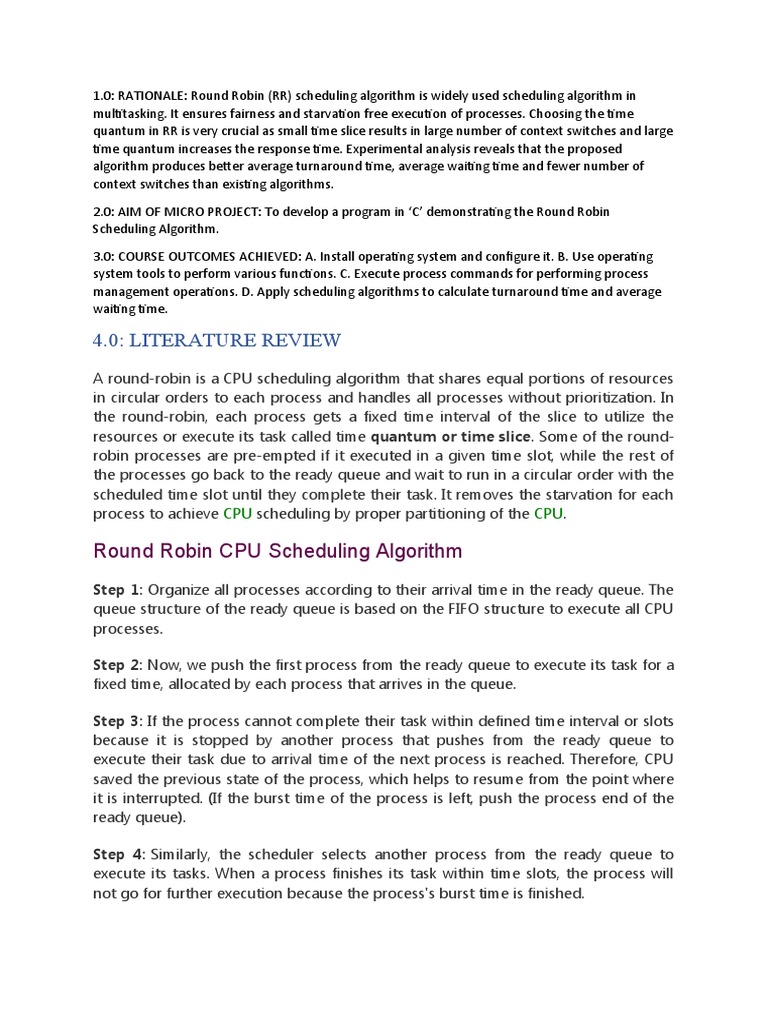 4.0: Literature Review: Round Robin CPU Scheduling Algorithm | PDF ...