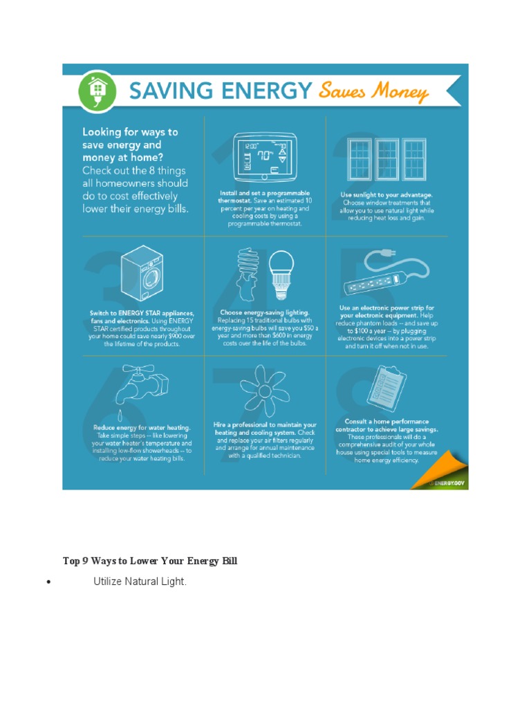 9 Tips to Reduce Your Energy Bill | PDF | Home & Garden
