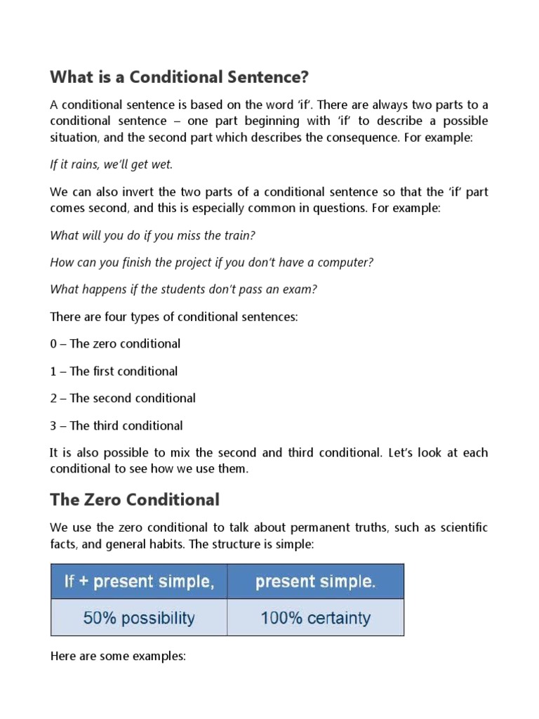 What Is A Conditional Sentence?: If It Rains, We'll Get Wet | PDF