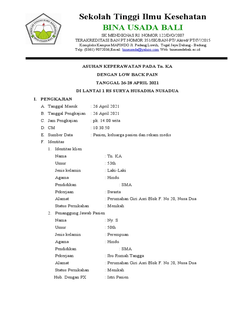 Askep LBP | PDF | Kesehatan Holistik