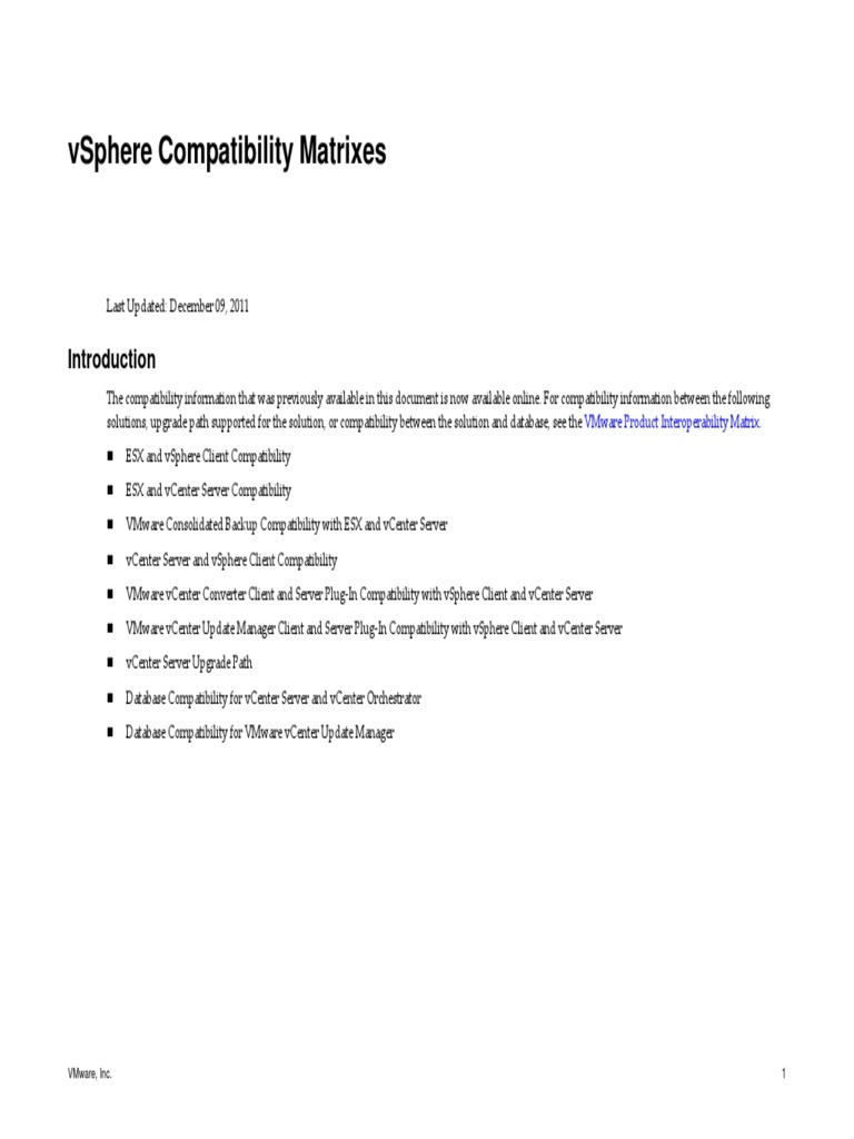 VSP Compatibility Matrix | PDF | Software | System Software