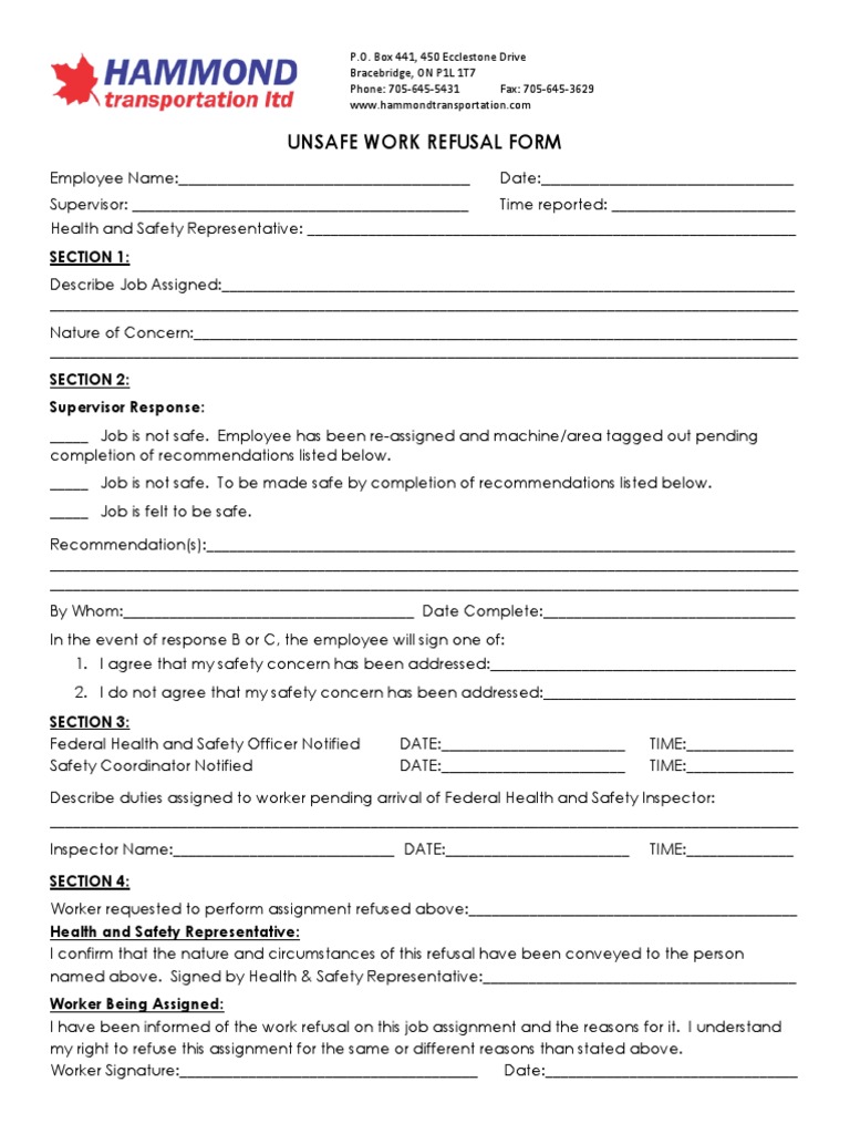 Unsafe Work Refusal Protocol | PDF | Occupational Safety And Health | Labor