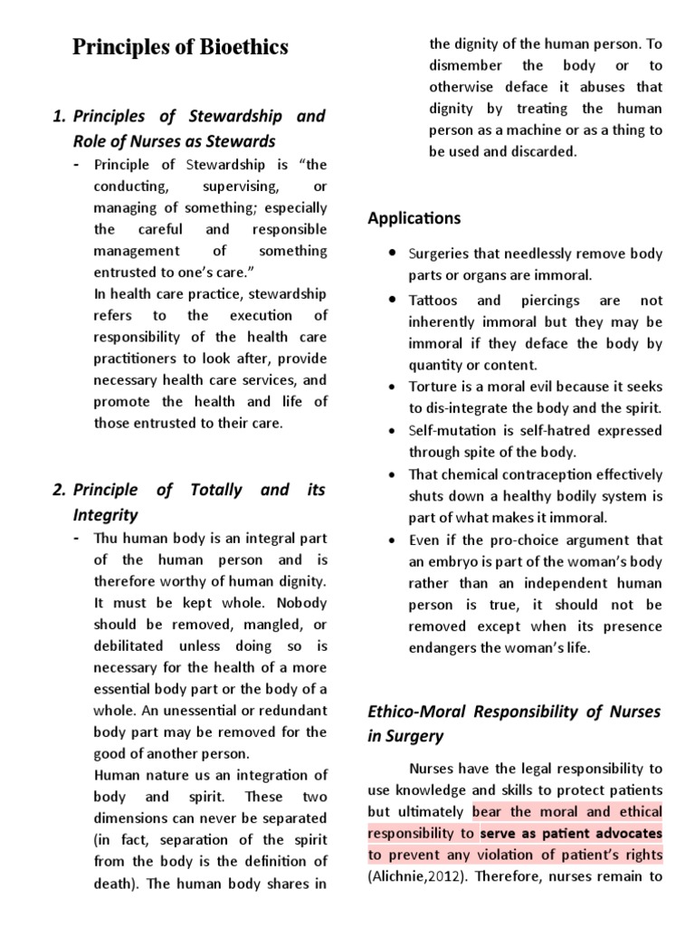 Principles of Bioethics | PDF | Organ Donation | Organ Transplantation
