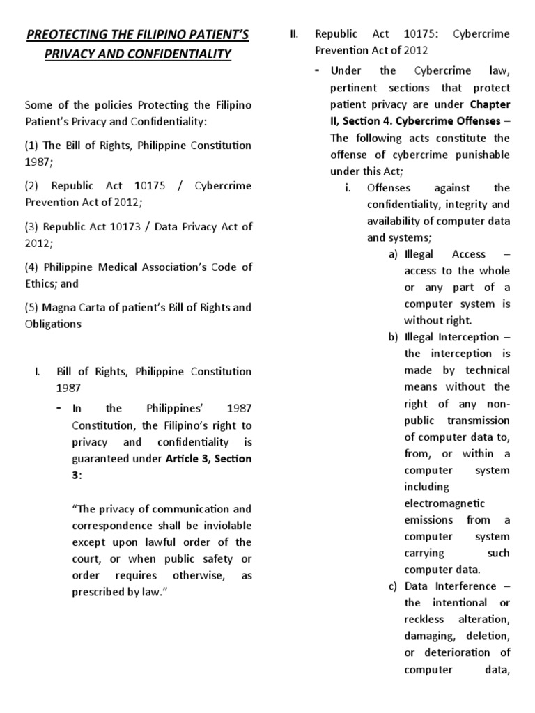 Protecting The Filipino Patient's Privacy and Confidentiality | PDF ...