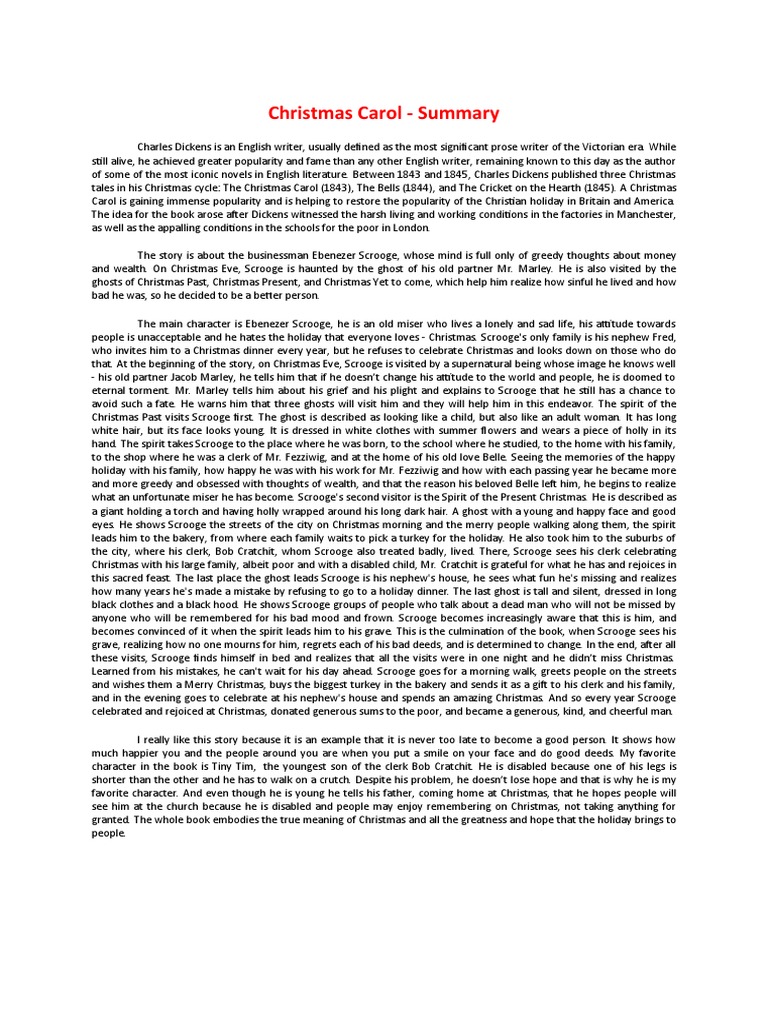 A Christmas Carol - Summary | Download Free PDF | Ebenezer Scrooge | A ...