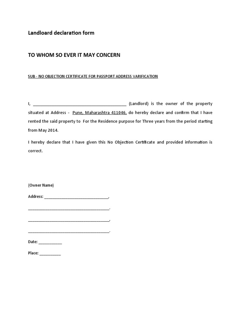 Landloard Declaration Form | PDF