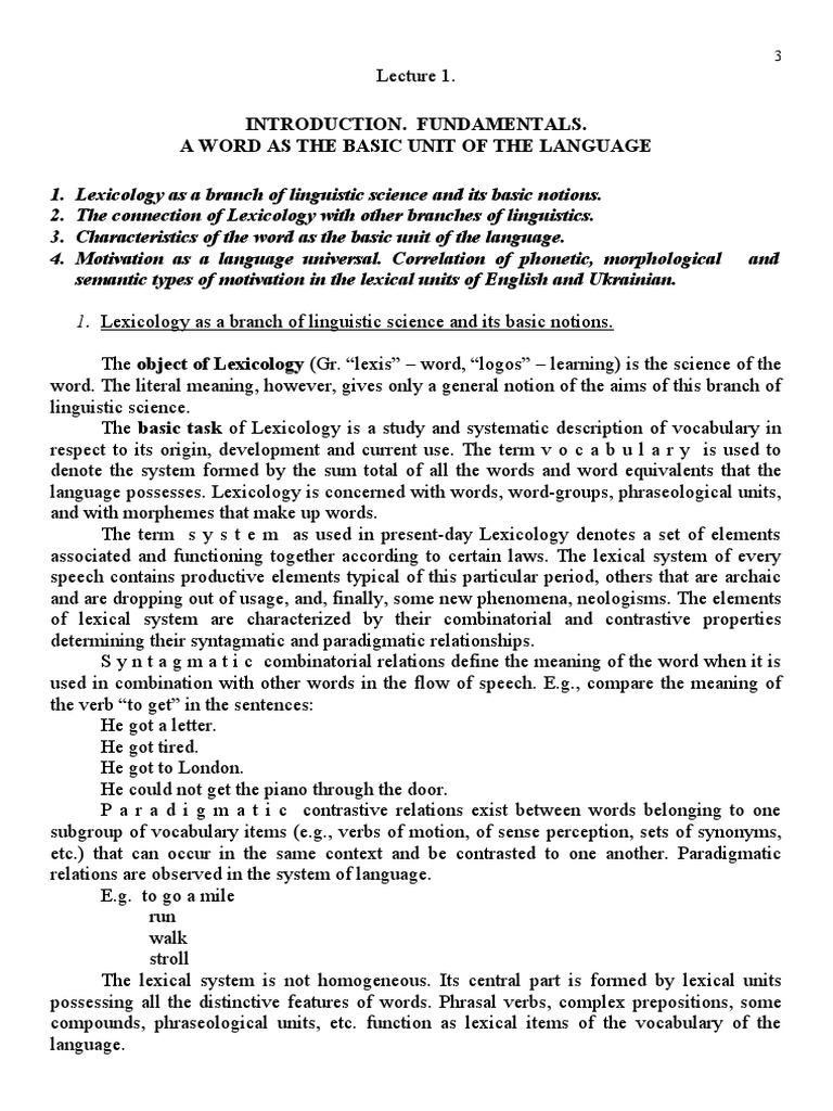 Lect.1. Introduction | PDF | Lexicology | Word