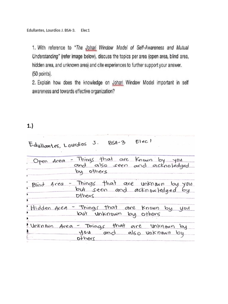 Understanding Self-Awareness Through The Johari Window Model | PDF