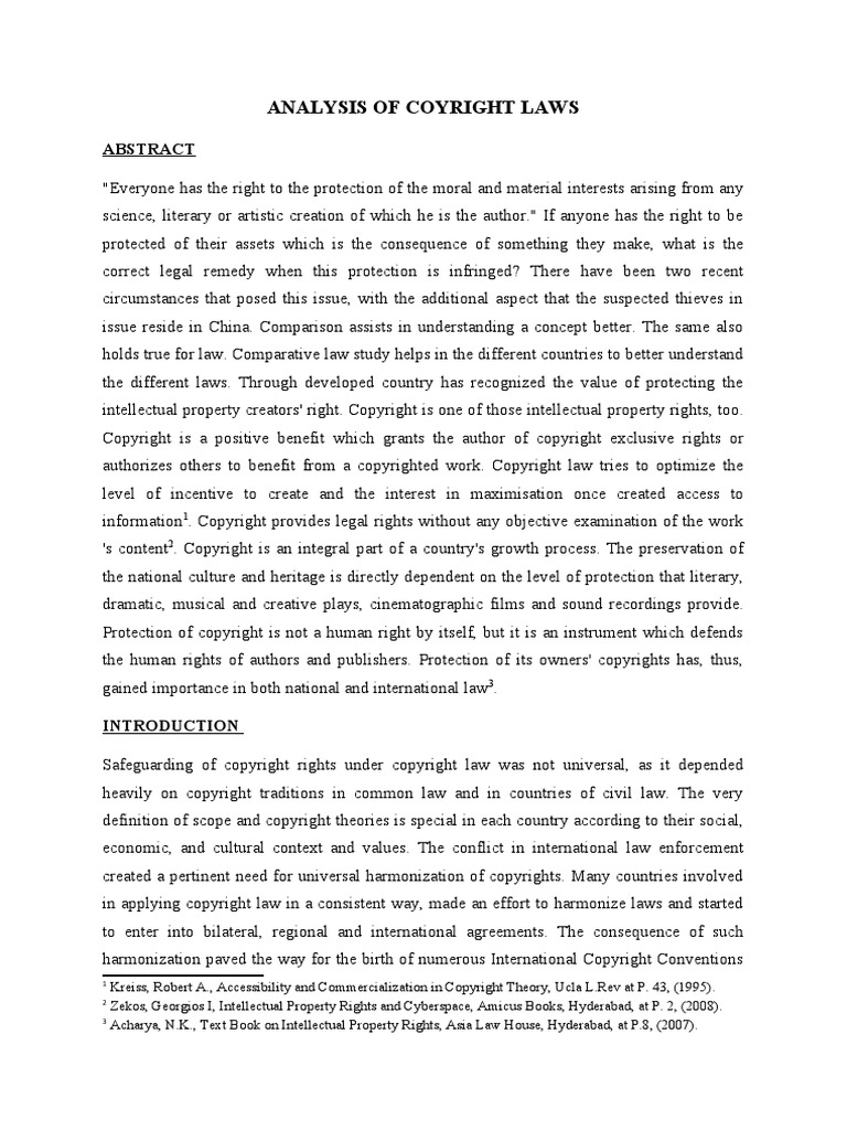 Analysis of Copyright Laws | PDF | Copyright | Trips Agreement