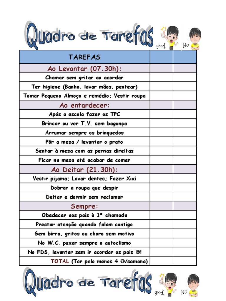 Listas De Tarefas Para Imprimir Para Criancas Ideias E Atividades Para