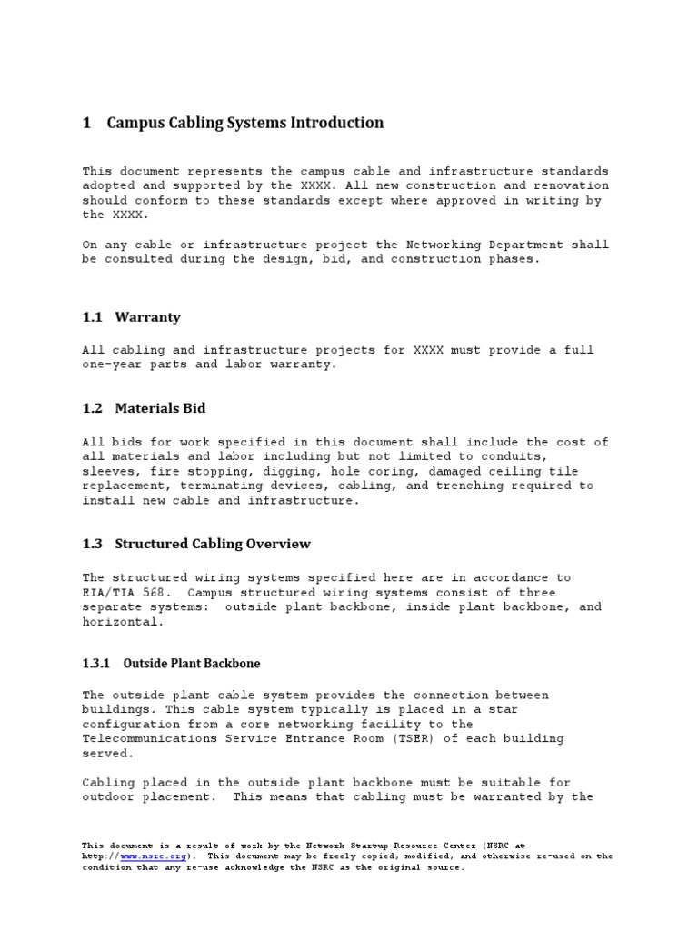1 Campus Cabling Systems Introduction: 1.1 Warranty | PDF | Optical ...