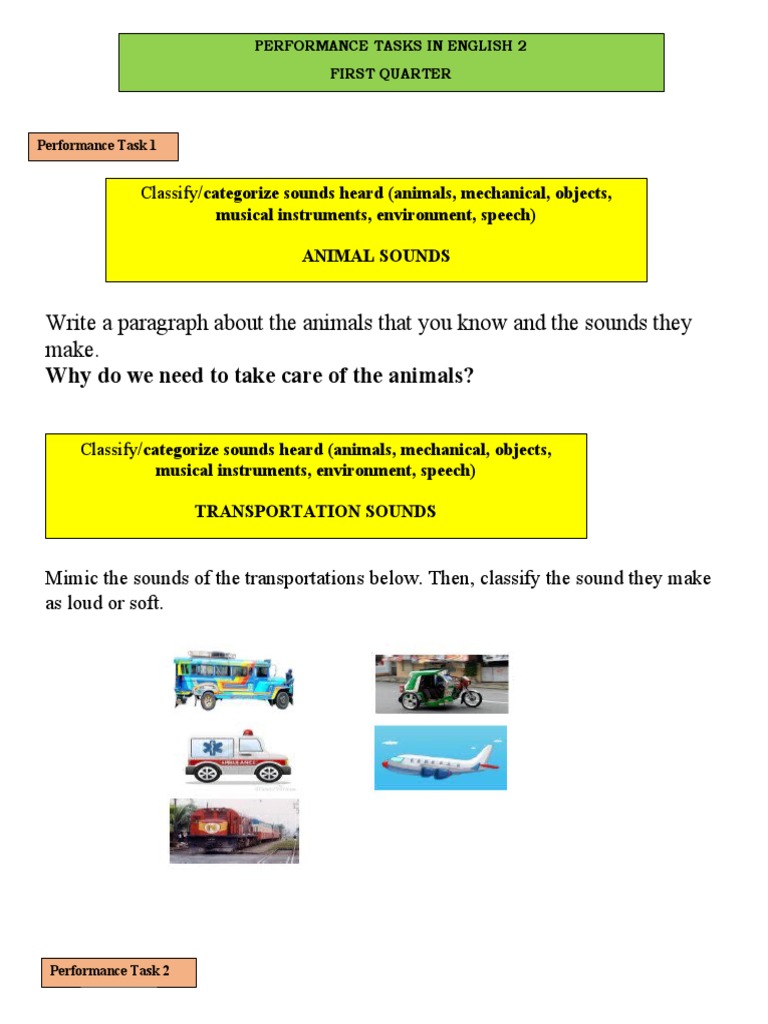 Write A Paragraph About The Animals That You Know and The Sounds They ...