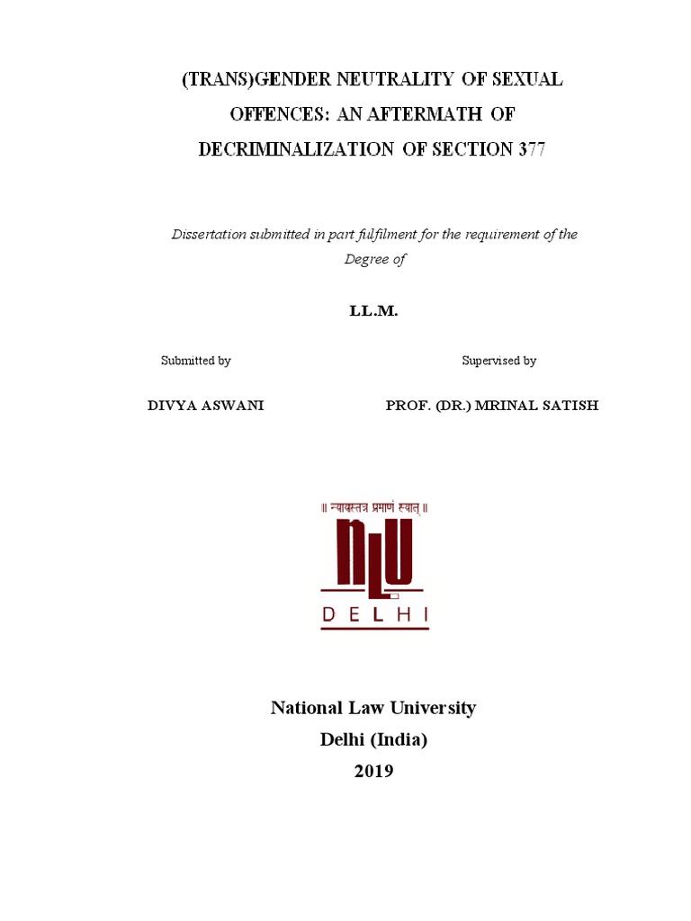 Transgender Neutrality of Sexual Offences: An Aftermath of ...