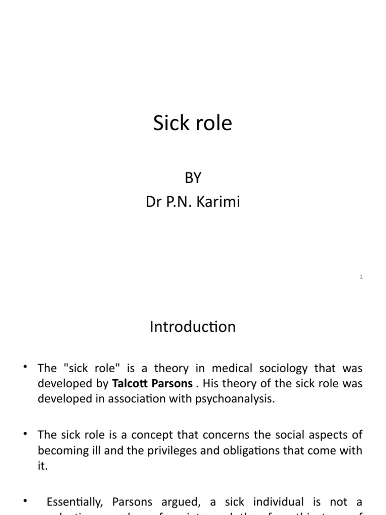 Sick Role | PDF | Sociological Theories | Psychological Concepts