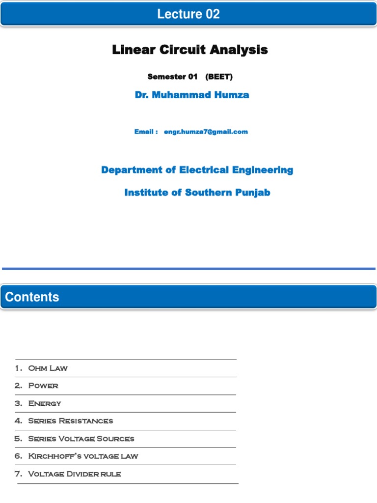 02 Linear Circuit Analysis | PDF | Electrical Network | Series And ... 02 Linear Circuit Analysis | PDF | Electrical Network | Series And ...