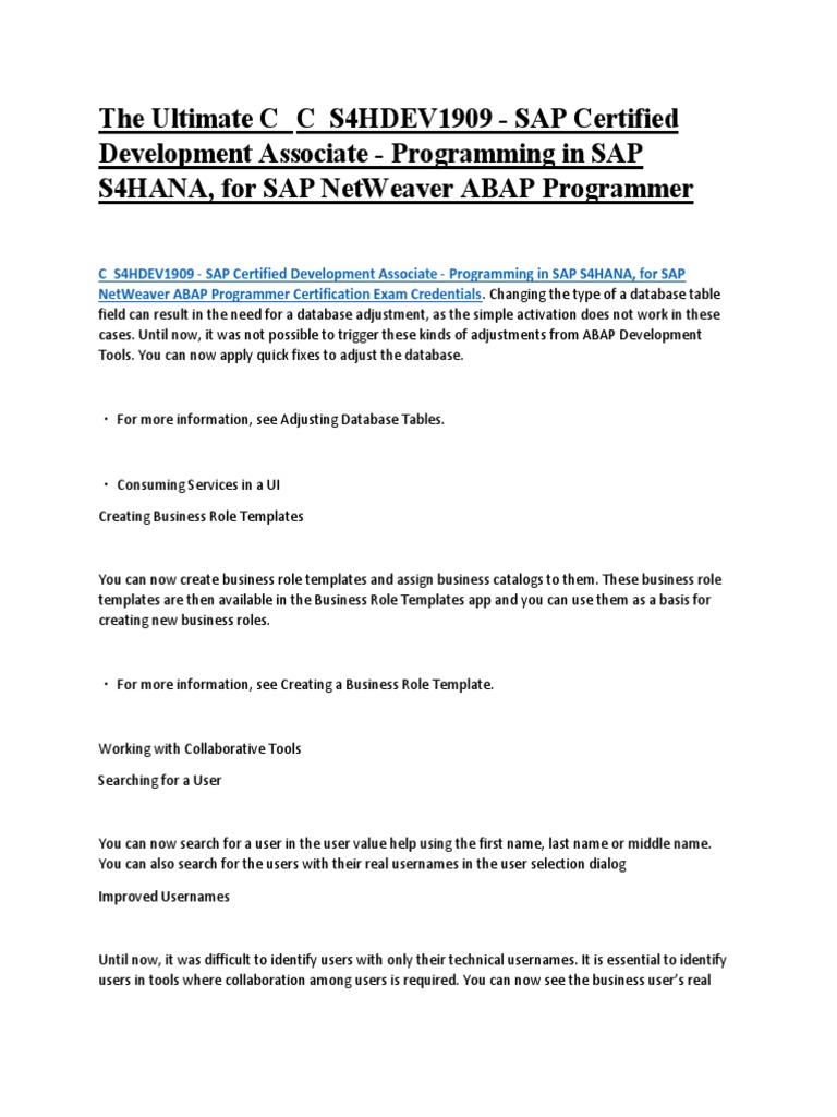 The Ultimate C - C - S4HDEV1909 - SAP Certified Development Associate - Programming in SAP ...