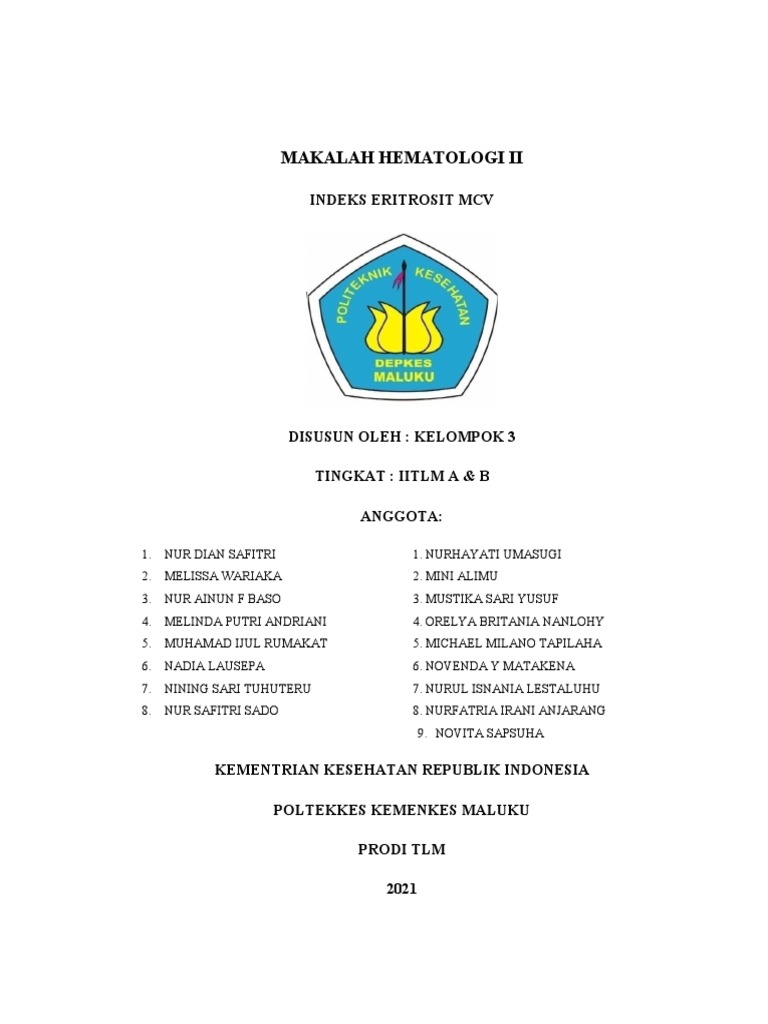 Tugas Makalah Hematologi Ii (Kelompok 3) Indeks Eritrosit MCV-1 | PDF